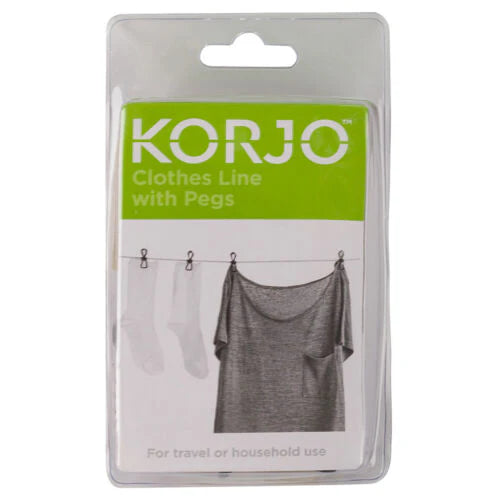 Korjo Clothesline with Pegs – Travel Washing Line