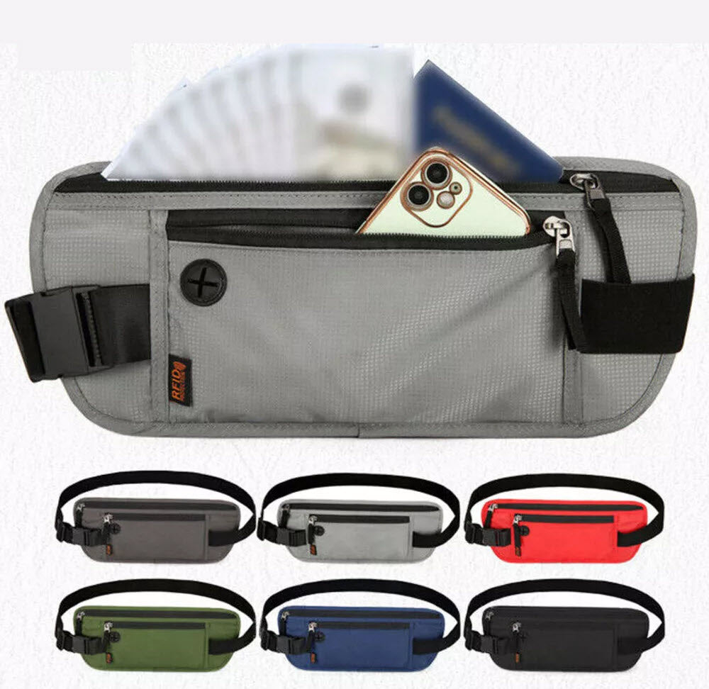 RFID Blocking Travel Money Belt – Hidden Anti-Theft Waist Pouch - TG